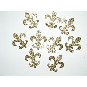100 gold glitter fleur de lis die cuts confetti party decorations