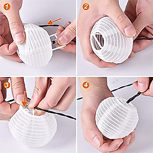 ShuoMei 24Pcs Solar Chinese Lantern String Lights, Chinese New Year Decorations 2023, Decorative Hanging LED Light, Christmas Lights Outdoor for Patio, Garden, Yard, Christmas Decoration (Warm White)