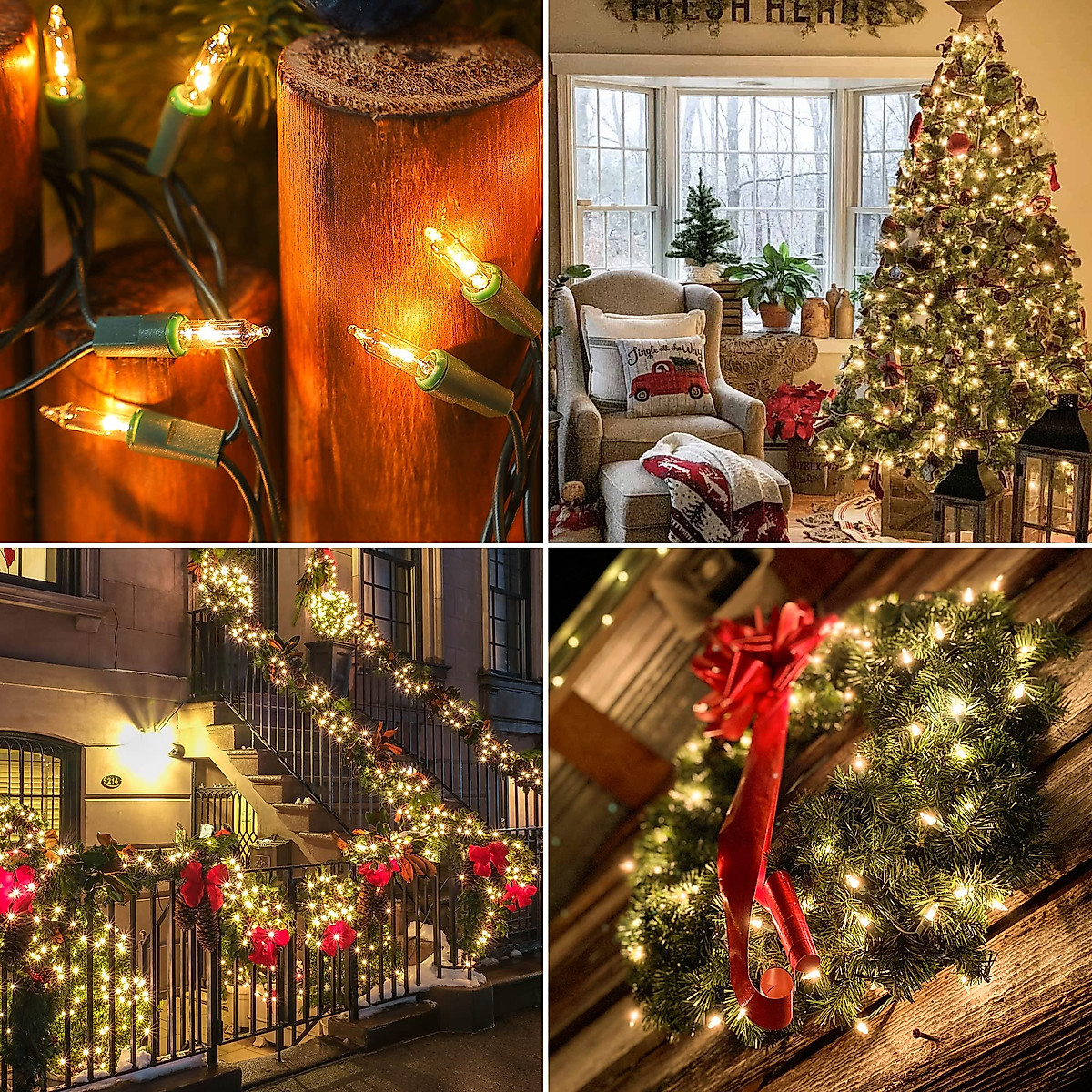 Indoor/Outdoor Multi-Color Musical Christmas Lights - Plays 25 Classical Holiday Songs - 8 Function Chaser - Green Wire - 26 Ft Wire Length, 2" Space Between Bulbs