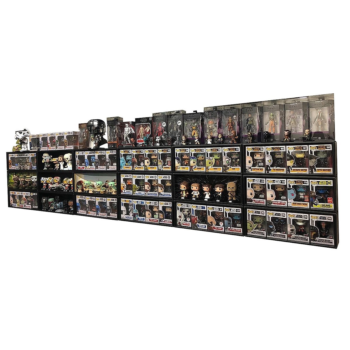 15 Single Row in Box Display Cases for 4 in. Funko Pop Collectible Toy Figures, Black Cardboard
