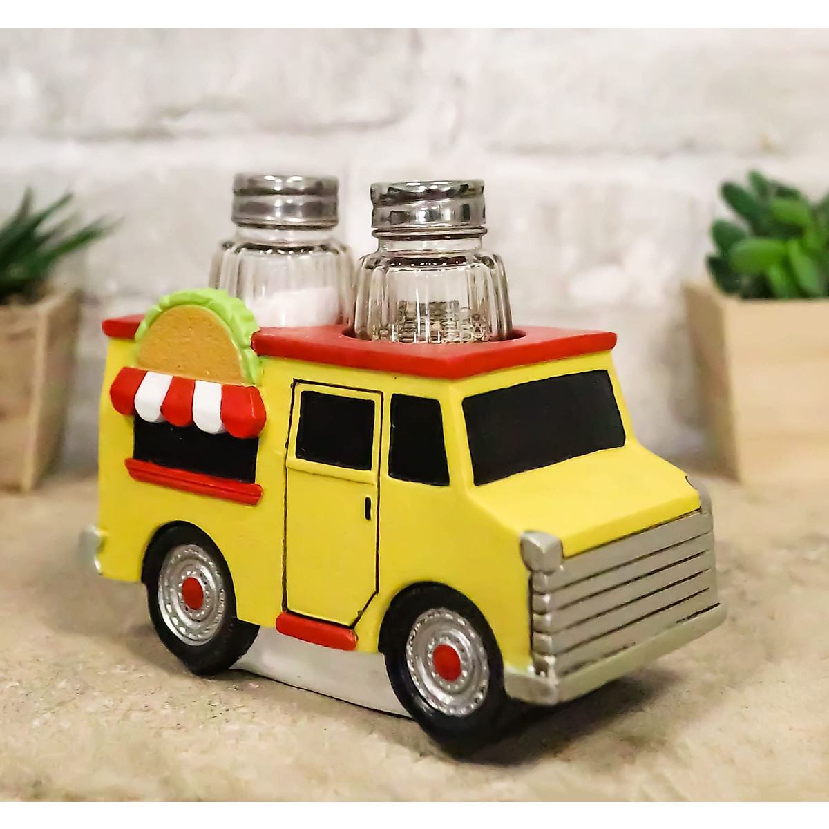 Ebros Gift Cinco De Mayo Fiesta Party Taste Of Mexico Tex-Mex Taco Food Truck Hot And Fresh Salt And Pepper Shakers Set Holder Figurine 6.25"Long Tacos Kitchen Dining Bar Countertop Table Accent