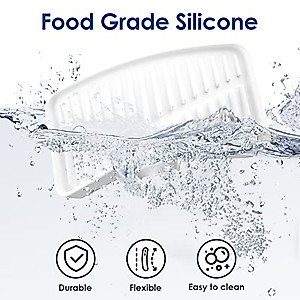 Delimux Silicone Soap Tray for Kitchen Sink Tray 10*5 Inch Sink Sponge Holder with Drain Spout