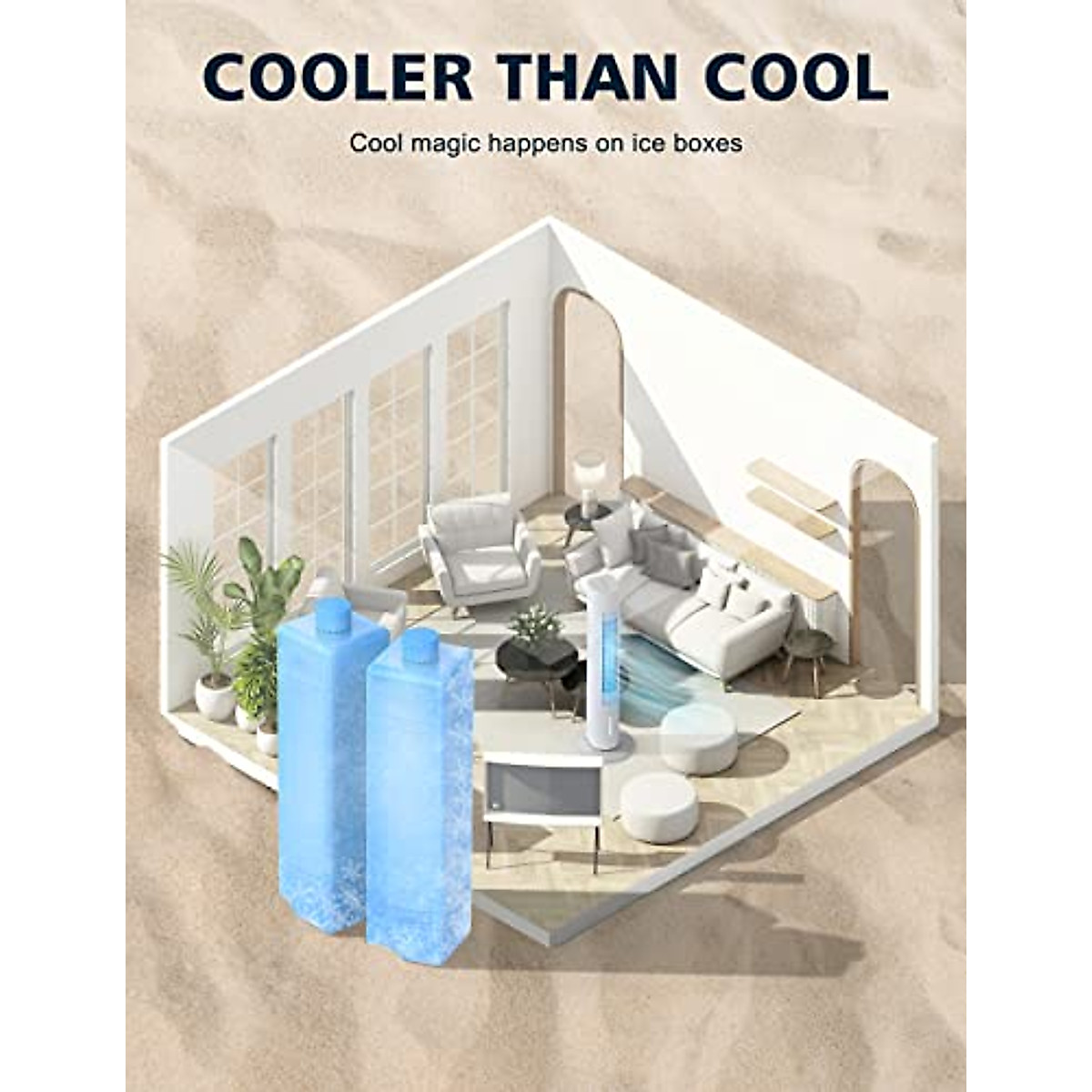 3-In-1 Evaporative Air Cooler, 1S Cooling Fan w/Remote Control & 65dB, Portable Room Cooler w/Cooling Mode, 60° Oscillation Evaporative Cooler, Air Conditioner Portable for Room Office, 4 Ice Packs