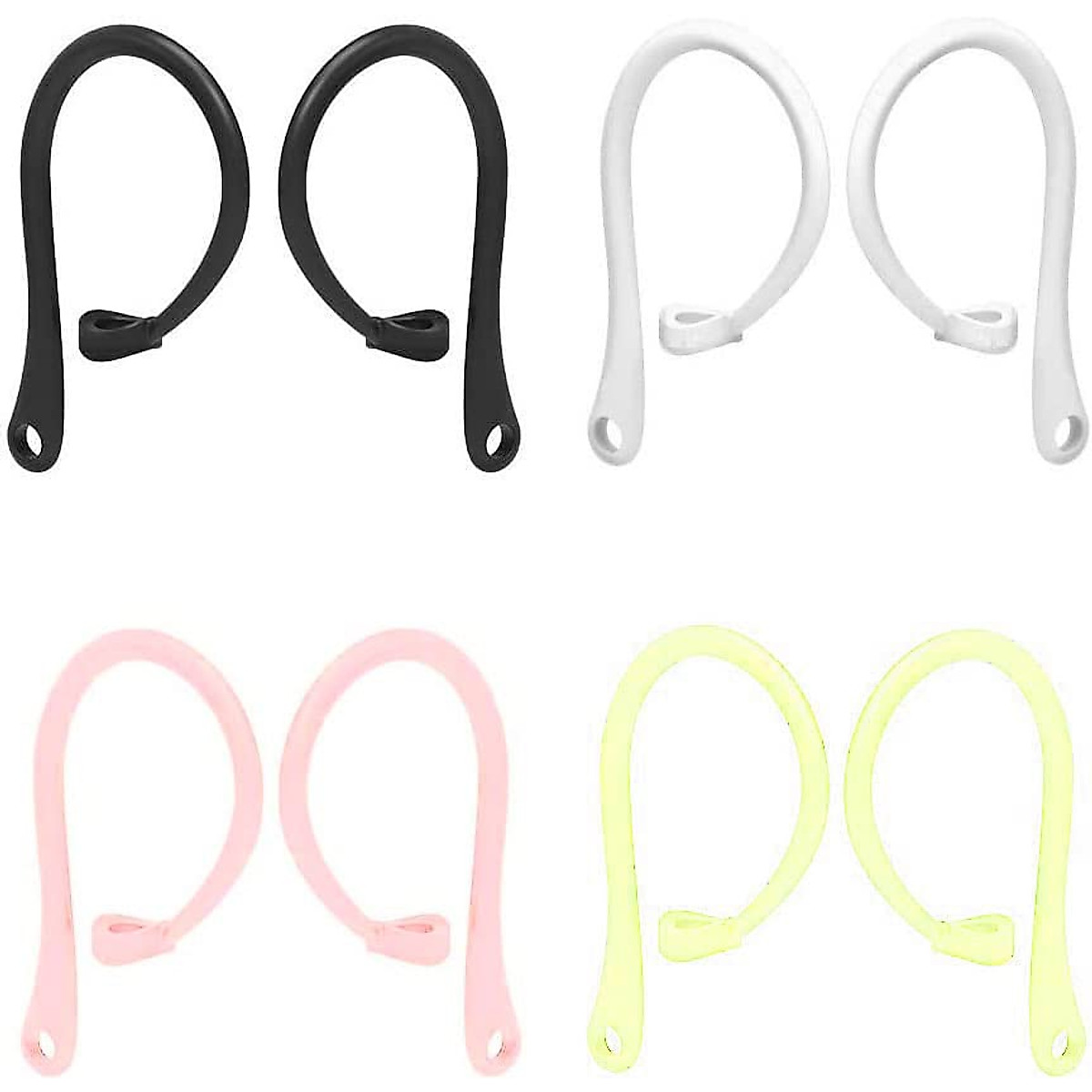 4 Pairs Ear Hooks Designed for AirPods Pro 2 & Air Pods Pro 1，AirPod 3 & 2 & 1,JNSA AirPod Pro2 Pro1 Air Pods 3 2 1 Ear Hook Anti-Slip Fit Sports Earhooks Accessories White/Black/Green/Pink WBGP