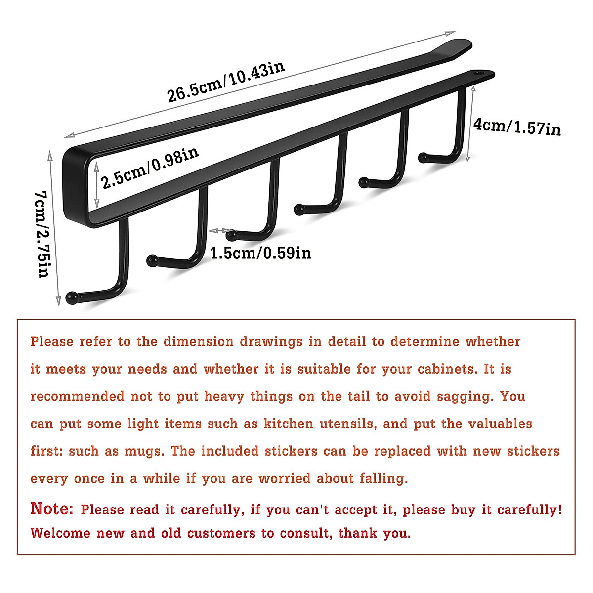 FANJURNEY 2PCS Mug Hooks Under Shelf Mug Holder Cups Storage Rack Drilling Free Coffee Cups Holder Kitchen Belts Scarf Hanging Hooks Rack, Fit for Flat Buttom Cabinet Without Any Lip
