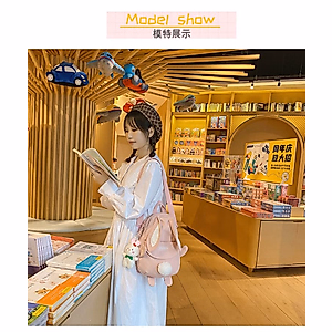 Hipi-shop Backpack for Women Kawaii Long-eared rabbit Backpack Fashion Preppy Style shoulder bag handbag crossbody bag (Pink)
