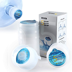 6 Pack Gallon Water Bottle Caps, Non-Spill Replacement Caps, Ideal for 55mm 2, 3 and 5 Gallon Water Jug