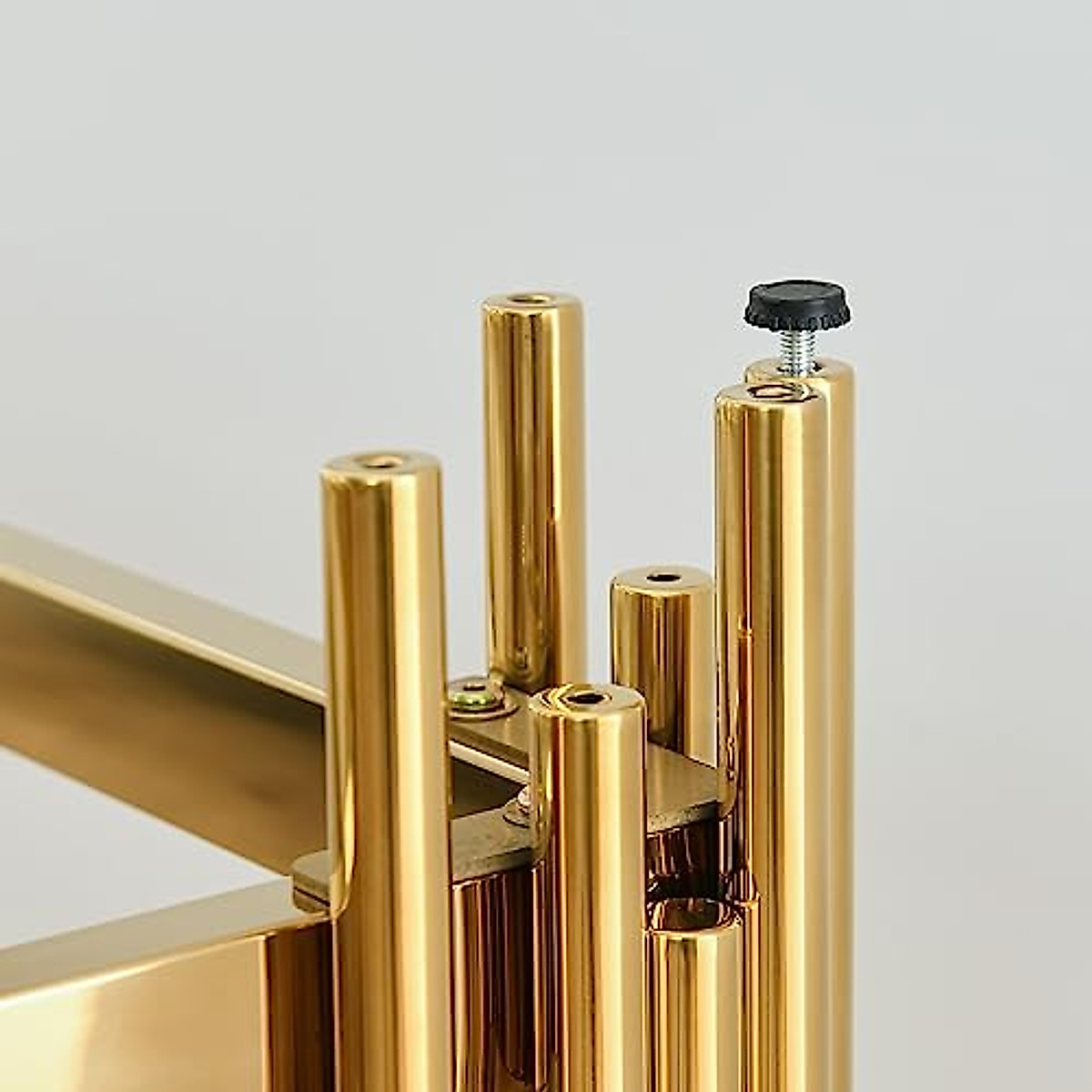 Modern Glass Console Table, 55" Gold Sofa Table with Sturdy Metal Frame and Clear Tempered Glass Top, for Living Room Entryway Bedroom, Gold Finish (Gold4)