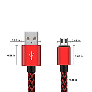 2 Pack PS4 Controller Charging Cable,Zwirelz Charging Cable for Xbox One Controller Nylon Braided Sync Cord Charger for Playstation 4 Dualshock 4 PS4 Slim/Pro, Android (Blue+Red)