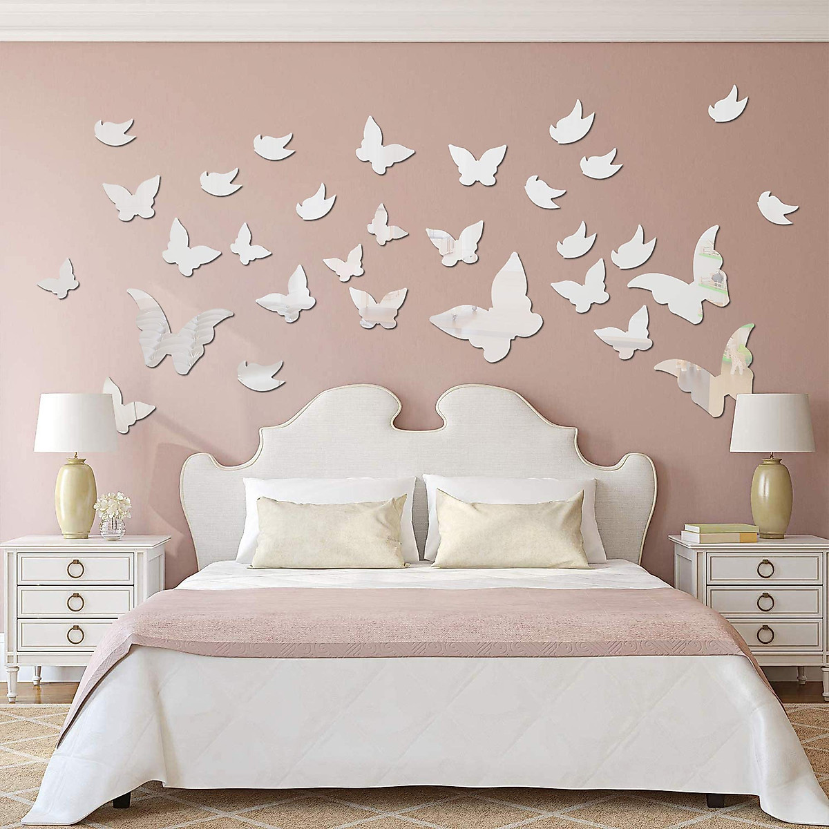 Amaonm 21 PCS Removable Crystal Acrylic Mirror Butterfly Wall Decals Fashion DIY Home Decorations Art Decor Wall Stickers Murals for Kids Nursery Room Bedroom Door Bathroom