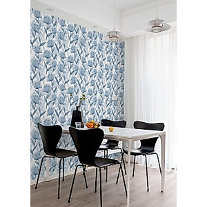Heroad Brand Boho Floral Peel and Stick Wallpaper Blue and White Flowers Contact Paper for Cabinets Waterproof Contact Paper Removable Self Adhesive Drawer Liner Decoration Paper for Walls 17.3"x78.7"
