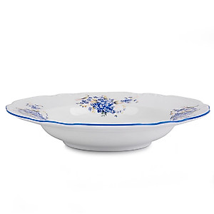 THUN Deep Plate Pasta Bowl Dinnerware Forget-Me-Nots Porcelain Soup Plates Set of 4 Dinner Plate Serving Plate 9.06" (23 cm) Soup Bowl