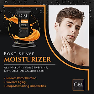 CHAMUEL MEN Anti Aging Daily Aftershave for Men - All Natural Mens Face Cream and Moisturizer with Argan, Shea & Aloe Facial Fuel for Sensitive, Dry, Oily or Combo Skin, 2.6 oz