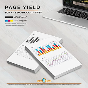 Houseoftoners 62XL Ink Cartridges Combo for HP Ink 62 62XL High Yield Works with HP 62XL Envy 5540 5640 5660 7644 7645 OfficeJet 5740 5742 8040 8045 2 Pack of (1 Black and 1 Color)