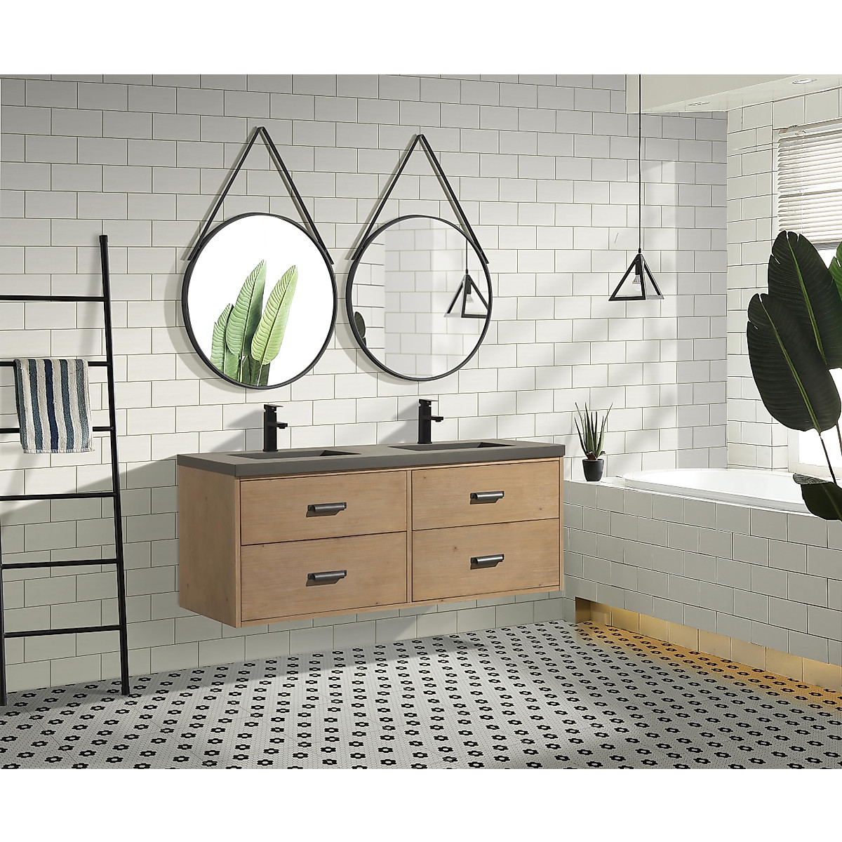 Ari Kitchen & Bath Kane 55" Bathroom Vanity Weathered Fir