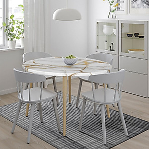 Aiojool White Marble Print Tablecloth Elastic Edged Round Fitted Table Cover Waterproof Table Cloth for Indoor Outdoor Dinning Fit 45'' - 50'' Table, Medium