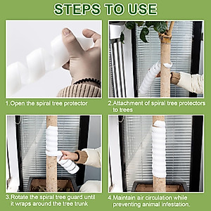 4 Pcs Tree Trunk Protector-2 Size Plastic Spiral Tree Guard Tree Trunk Protector Wrap Tree Bark Protector Tube Tree Wraps to Protect Bark Tree Saplings from Deer Cats Rodents Rabbit Mowers (White)