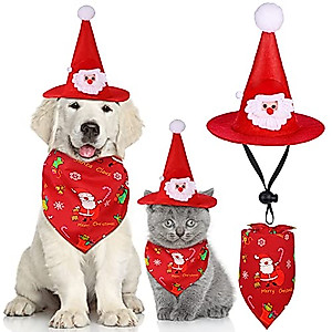 Dog Cat Christmas Costumes Set, Dog Bandana Christmas Tree Santa Hat Xmas Dog Scarf Hat Triangle Bib Clothes Party Cosplay Accessory for Small Medium Large Dog Cat (Santa Claus)