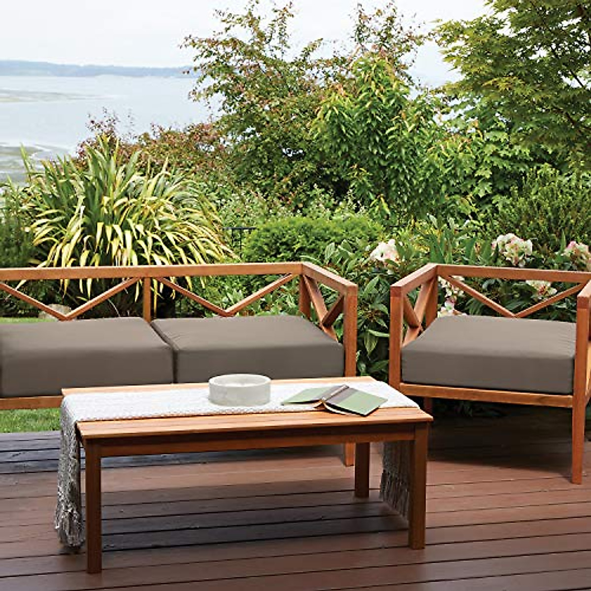 Classic Accessories Ravenna Water-Resistant 21 x 19 x 3 Inch Rectangle Outdoor Seat Cushion Slip Cover, Patio Furniture Chair Cushion Cover, Dark Taupe, Patio Furniture Cushion Covers