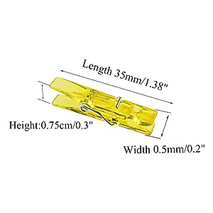 HAHIYO 1.38 inch Plastic Mini Colorful Clothespins Good Clarity Clips Strong Sturdy Firm Hold Clamp Tight Easy Use No Pin Hole on Fabric for Hanging Photos Postcards Memos Baby Shower Paper Line 50PCS