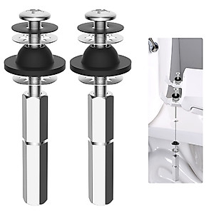 Hibbent 2 PCS Universal Toilet Seat Bolts Kit, Heavy Duty Stainless Steel Toilet Bolts with Extra Long Downlock Nuts Rubber Washers Gaskets, Easy to install -Bathroom Toilet Repair Screw