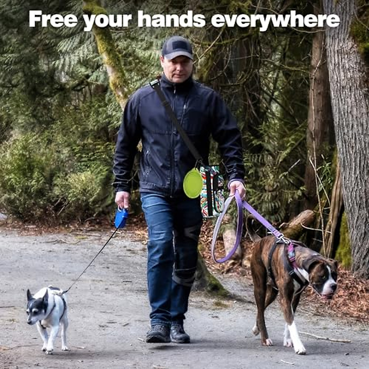 Nuovoware Water Bottle Carrier Bag, 25oz/32oz Bottle Pouch Holder, Adjustable Shoulder Hand Strap 2 Pocket Sling Neoprene Sleeve Sports Water Bottle Bag for Men Women Hiking Travel, Lucky Tree