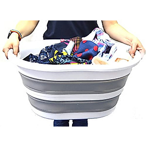 2-Pack Collapsible Laundry Baskets - Plastic Foldable Hampers for Laundry with Pop-up Design for Easy Storage - Gray Durable Hamper Collapse Basket. size: 21.5 x 15.75 x 10