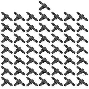 MroMax Barbed Connector 4/7 Flat 3 Way Fitting Sprinkler for Agricultural Irrigation Hydroponics and Drip Tubing Plastic Black 50pcs