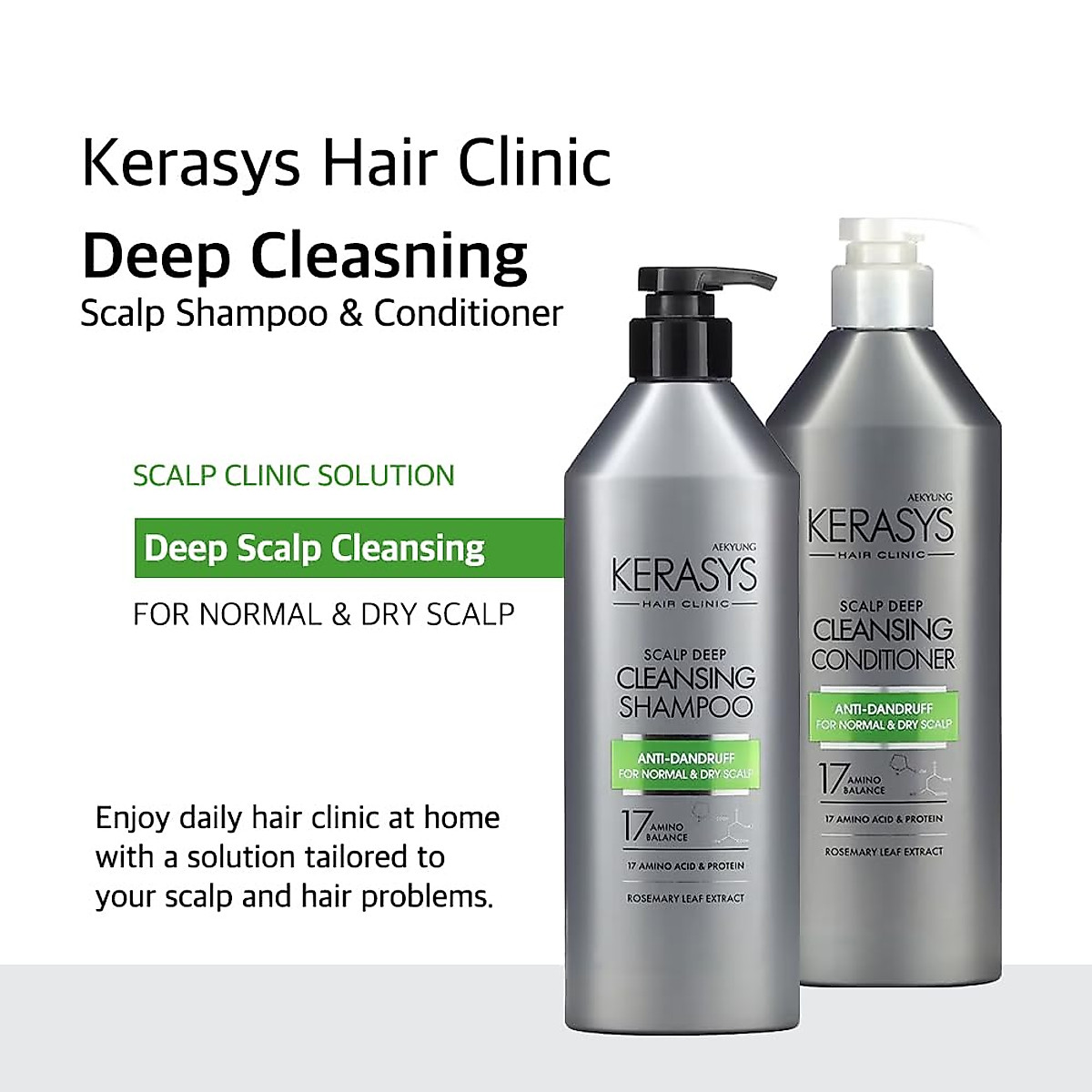 Kerasys Scalp Care Deep Cleansing Anti-Dandruff Sebum Control 20.3 fl oz / 600 ml (Shampoo, 1-Pack)