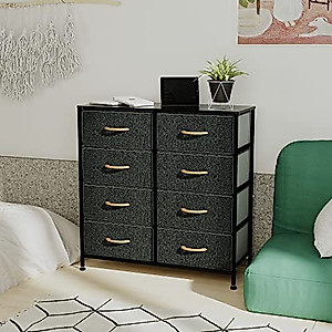 WAYTRIM Dresser for Bedroom, 8 Drawer Storage Organizer Tall Wide Dresser, for Closet, Living Room, Hallway, Dormitory, Sturdy Steel Frame, Wooden Top (Charcoal Grey)