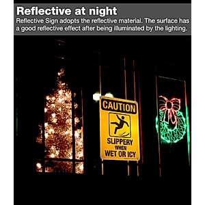 Slippery When Wet Or ICY Sign, Caution Sign, 4 Pack, 10" x 7" Rust Free .040 Aluminum, UV Protected, Waterproof, Weatherproof and Fade Resistant, 4 Pre-drilled Holes