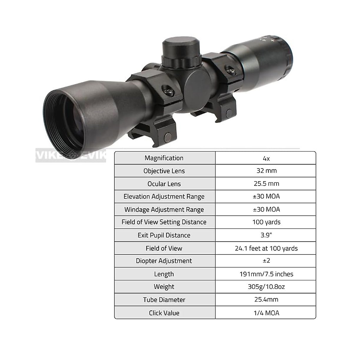 GOTICAL Ruger 10/22 and 3/8" Tactical 4x32 Compact Scope Rangefinder Reticle Hunting Riflescopes Cross-Hair Reticle and Ruger 10/22 Weaver and 3/8" Predrilled Receiver