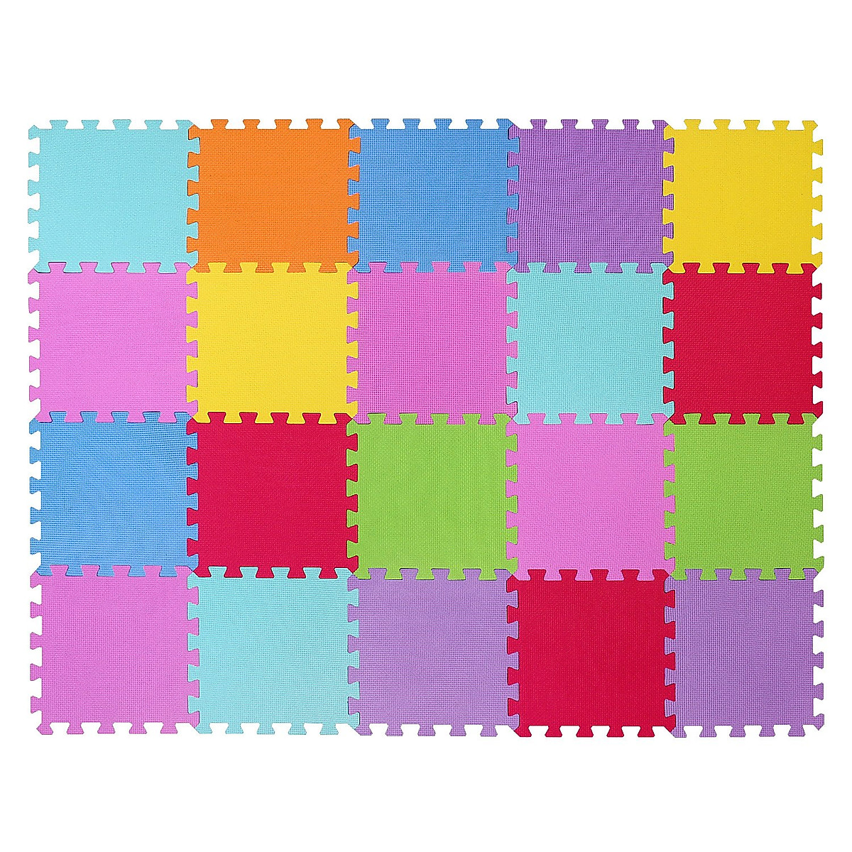 Meiqicool EVA Foam Puzzle Play Mat for Baby - Non Toxic Interlocking Soft Floor Tiles - Kids Toddler Infant Children Room and Yard Exercise Gym Decor - Multi Color，20pcs