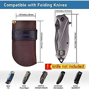 SOGCASE Leather Knife Sheath Belt Series - Durable, Well Made, Nice Leather, Easy and Quick Access to the Knife, Suitable for Most Folding Knives, Darkbrown