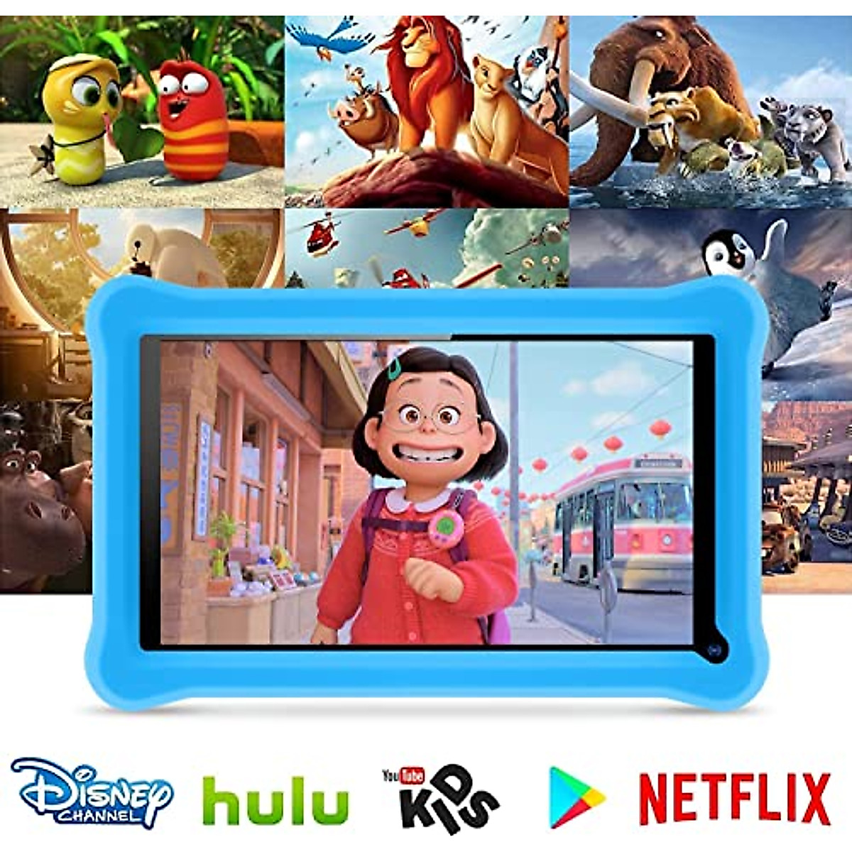 Kids Tablet 7 inch Android 11 Tablet for Kids(Ages 3-12), 3GB RAM 32GB ROM 128GB Expand,Google Certificated, Kids Software Pre-Installed, Bluetooth, WiFi, Dual Camera,with Shockproof Case-Blue…
