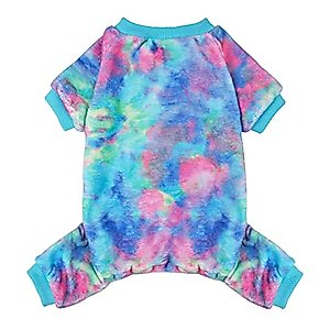 Dog Pajamas Soft Onesies for Small Dogs Boys Girls Tie Dye Winter Pjs Velvet Pet Clothes Puppy Jumpsuits, Pink Small