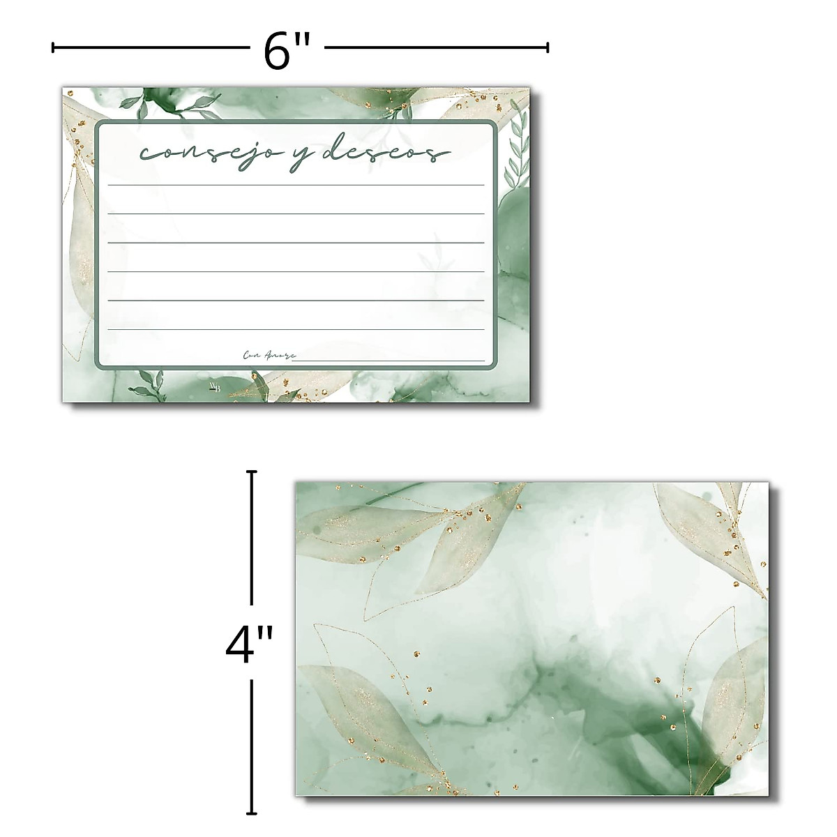 WillaBees Advice & Wishes Cards in Spanish 50 Consejos y Deseos Tarjetas For Graduation Party Well Mr Mrs Wedding Bridal Shower Retirement Baby Games Cards, Green, 6''Wx4''H