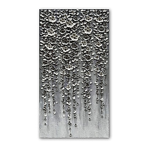 Epicler modern art oil painting,46x23 inches white flower wall art painting, abstract canvas wall art for home wall decoration