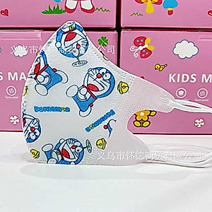 NA Children's 3D Three-Dimensional mask 1-12-year-old Children's Three-Layer Ventilation, Including 10 melt Blown Color Bags and 50 Color Boxes Doraemon