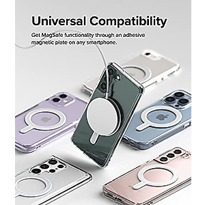 Ringke Magnetic Plate Compatible with MagSafe Accessories, Universal Adhesive Magnet Stickers with Installation Attachment Guide - White