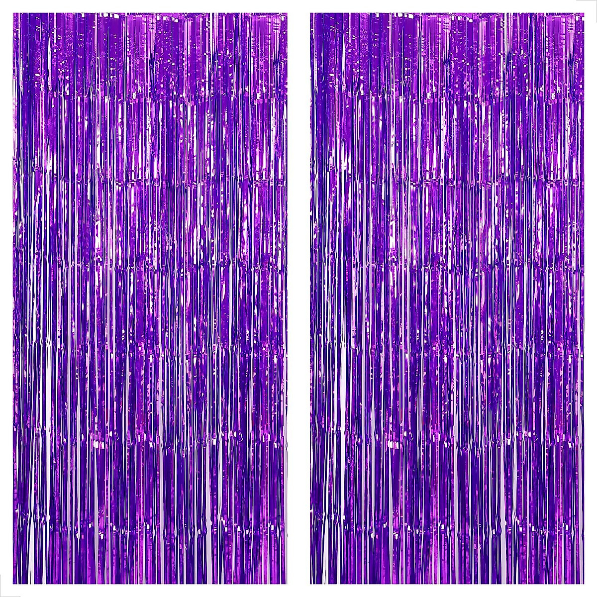 KatchOn, XtraLarge Purple Foil Fringe Curtain - 8x3.2 Feet, Pack of 2, Purple Party Decorations | Purple Backdrop Curtain for Mermaid Birthday Decorations | Purple Streamers for Mardi Gras Decorations