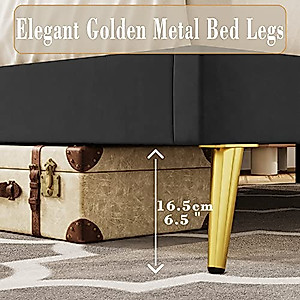 LIKIMIO Twin Bed Frame for Kids, Platform Bed with Upholstered Headboard and Wooden Slats Support, No Box Spring Needed, Easy Assembly, Black