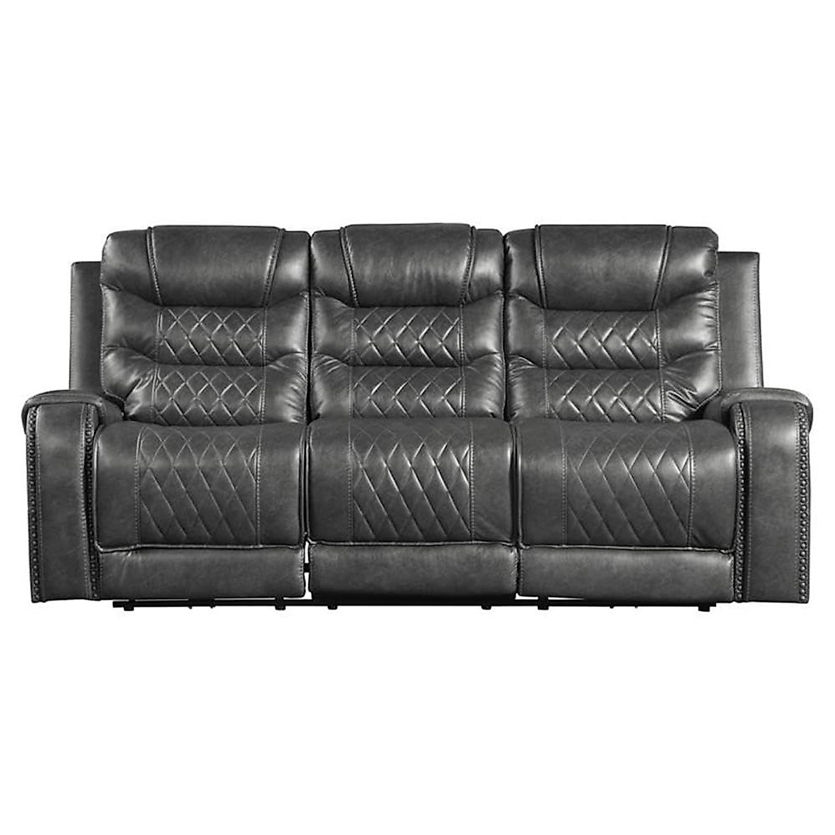 Lexicon Derringer Wall Hugger Manual Double Reclining Sofa, Gray