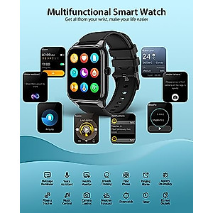 EGQINR Smart Watch, 1.78" AMOLED 368 * 448 HD Screen, 69 Sports Modes Fitness Tracker with Heart Rate, Blood Oxygen, Sleep, IP68 Waterproof Smartwatch with Bluetooth Call for Android iOS