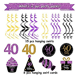 40th Birthday Decorations for Women Purple Black Gold 40th Birthday Party Hanging Decor – Women 40th Birthday Party Decorations