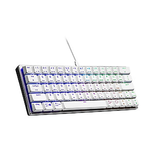 Cooler Master SK620 60% Silver/White Mechanical Low Profile Gaming Keyboard, Click Blue Switches, Customizable RGB, Ergonomic Design, USB-C Connectivity, Mac/Windows, QWERTY (SK-620-SKTL1-US)