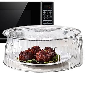 Microwave Splatter Cover for Food, Splash Guard Lid with Handle, Bug-resistant Cover for Food, Food Heating Cover, Easy to Wash & Food Grade Plastics (Tall & Short, 2-Pack)