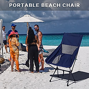 Lyweem Folding Camping Chair for Adults Lightweight Beach and Picnic Chair - Portable High-Backrest Camp Chair - Perfect for Outdoor Activities 330LBS Support, Blue
