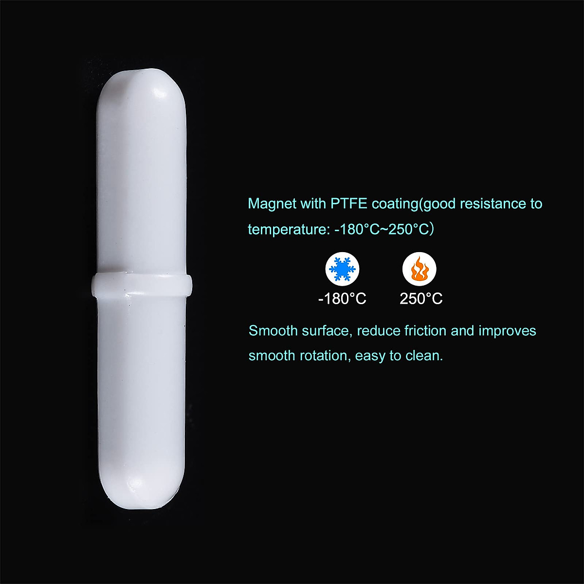 MECCANIXITY Magnetic Stirrer Mixer Stir Bar Rod with Ring Shape Coating Magnet White for Laboratory 7in1 Set