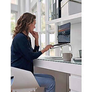 SOUNDANCE Laptop Stand, Aluminum Computer Riser, Ergonomic Laptops Elevator for Desk, Metal Holder Compatible with 10 to 15.6 Inches Notebook Computer, Silver